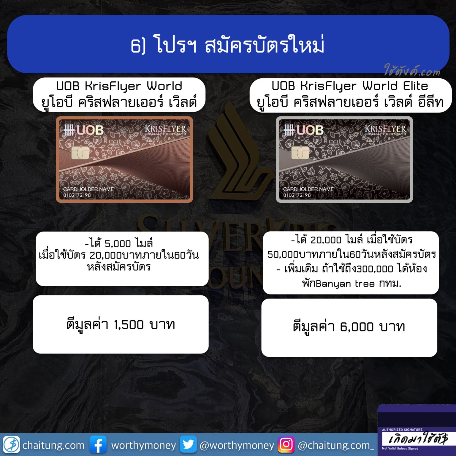 [เกิดมาใช้บัตร] วิเคราะห์ บัตรเครดิตใหม่ UOB Krisflyer คุ้มค่าขนาดไหน? - ChaiTung.com - ใช้ตังค์.com